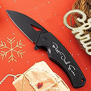 LOTHAR Pocket Knife - Engraved BEST DAD EVER - 2.98'' D2 Steel Blade EDC Knife with G10 Handle - Sharp Folding Knife for EDC - Great Gifts for Dad and Men