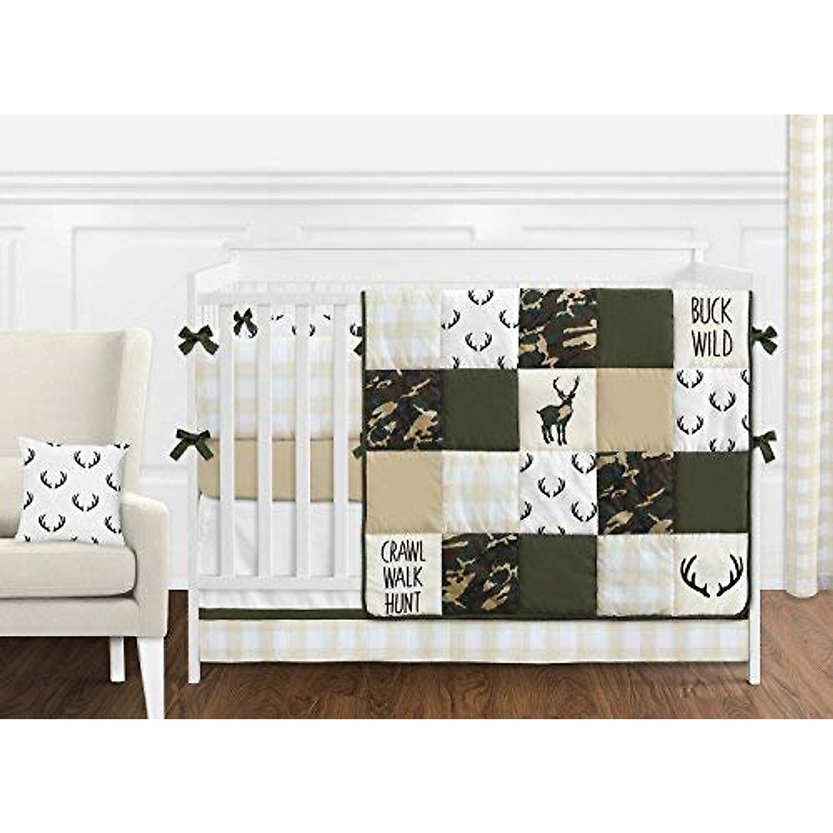 Sweet Jojo Designs Solid Dark Green Baby or Toddler Fitted Crib Sheet for Woodland Camo Collection