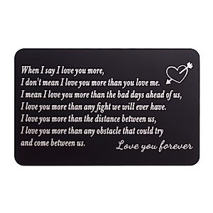Personalized Engraved Message Wallet Insert for Him - Birthday Anniversary Christmas Valentines - Custom Engraved Metal Card for Husband Boyfriend from Girlfriend Wife