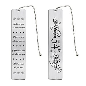 Jzxwan Happy 54th Birthday Gifts for Women Men, 54 Year Old Birthday Bookmark Gift for Him Her, Happy 54 Yr Bday Book Mark for Female Male, 1970 Bd Present, 54 th Birthday Card Decoration