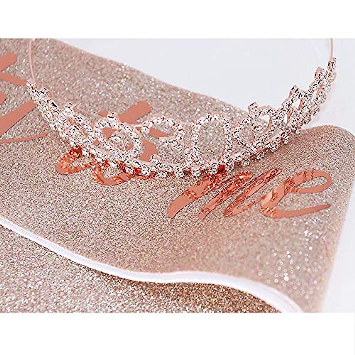 "Talk Thirty to me" Sash & Rhinestone Tiara Set - 30th Birthday Gifts Rose Gold Glitter Birthday Sash for Women Birthday Party Favors