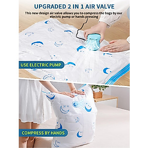 Vacuum Storage Bags with Electric Air Pump, 20 Pack (4 Jumbo, 4 Large, 4 Medium, 4 Small, 4 Roll Up Bags) Space Saver Bag for Clothes, Mattress, Blanket, Duvets, Pillows, Comforters,Travel, Moving