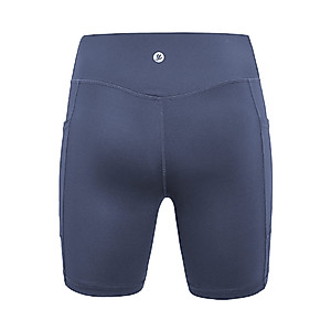 DEVOROPA Girls 5" Spandex Volleyball Shorts Stretch Youth Athletic Gymnastics Shorts Kid Yoga Dance Compression Shorts Pocket Gray Large