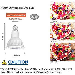 LIDESENMO 2-Pack E17 LED Spotlight Bulb Dimmable 120V 50W Halogen Replacement E17 Intermediate Base Type 5W R14 Reflector Light Bulb for Desk Reading Cabinet Lamp Curio Cabinet (Warm White 2700K)