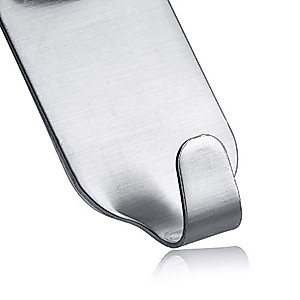 MXtechnic Self Adhesive Hook Stick on Wall 304 Stainless Steel Polished Hanging Clothes Coat Hat Hooks and Strong Heavy Duty Metal Super Power Hooks Storage Organizer (10 Pack) (Hooks-10)