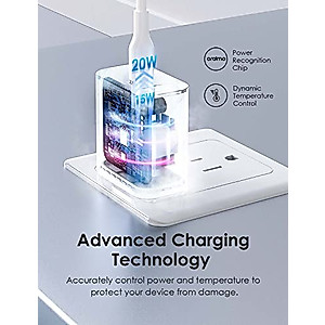 [2-Pack] USB C Wall Charger, oraimo Charger Block 20W, PD Fast Charging Power Adapter Plug for iPhone 14/13/12/11 Pro Max, Mini, Pro XR, Galaxy, Pixel 4/3, iPad/iPad Mini and More (White)