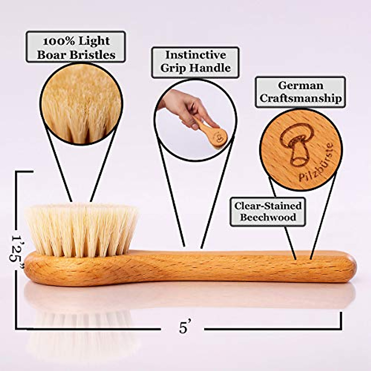 Valentino Garemi Mushroom Cleaning Brush – Kitchen Sink Utensil Restaurant House Use – Made in Germany