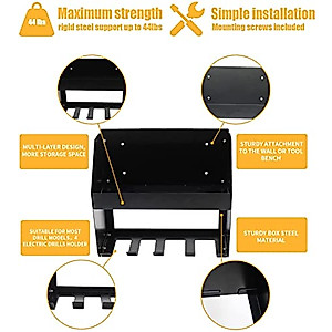 TORACK Drill Tool Organizer, Sturdy Drill Holder Large storage wall mount shelf rack and charging station, solid Garage Organization,Power Tool Storage