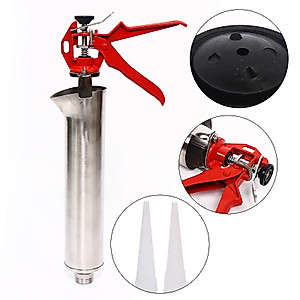 XUANIIIL Grouting Tool, Hand Caulking Guns, Cement Grout Mortar Caulk Pointing Grouting Gun, Stainless Steel Grouting Gun Cement Spray Applicator Building Tool with 2 Nozzle
