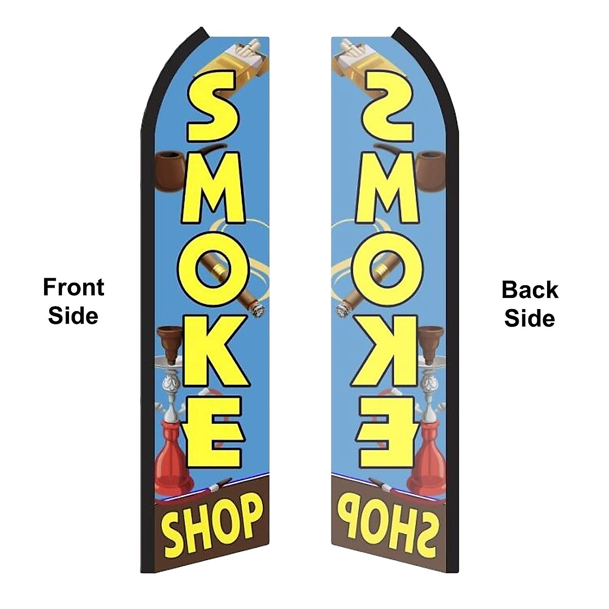 Smoke Shop/Vape Shop - 2 Pack of Swooper Feather Flag Sets - Includes 2 Swooper Feather Flags (Pictured), 2 Flagpoles, and 2 Ground Spikes