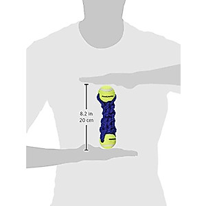 Mammoth Flossy Chews Twister Rope Toy with Tennis Balls – Premium Cotton-Poly Tug Toy for Dogs – Interactive Dog Tug Toy – Rope Dog Toy with Tennis Balls for Small Dogs - Mini 7.5" - Assorted Colors