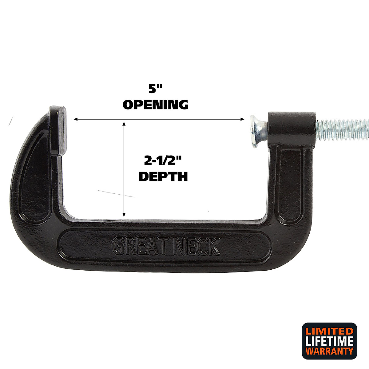 GreatNeck CC5 5-Inch C-Clamp, Automotive and Wood Clamps, Wood Working Tools and Welding Clamps, C Clamps for Home Improvement and Automotive Repair