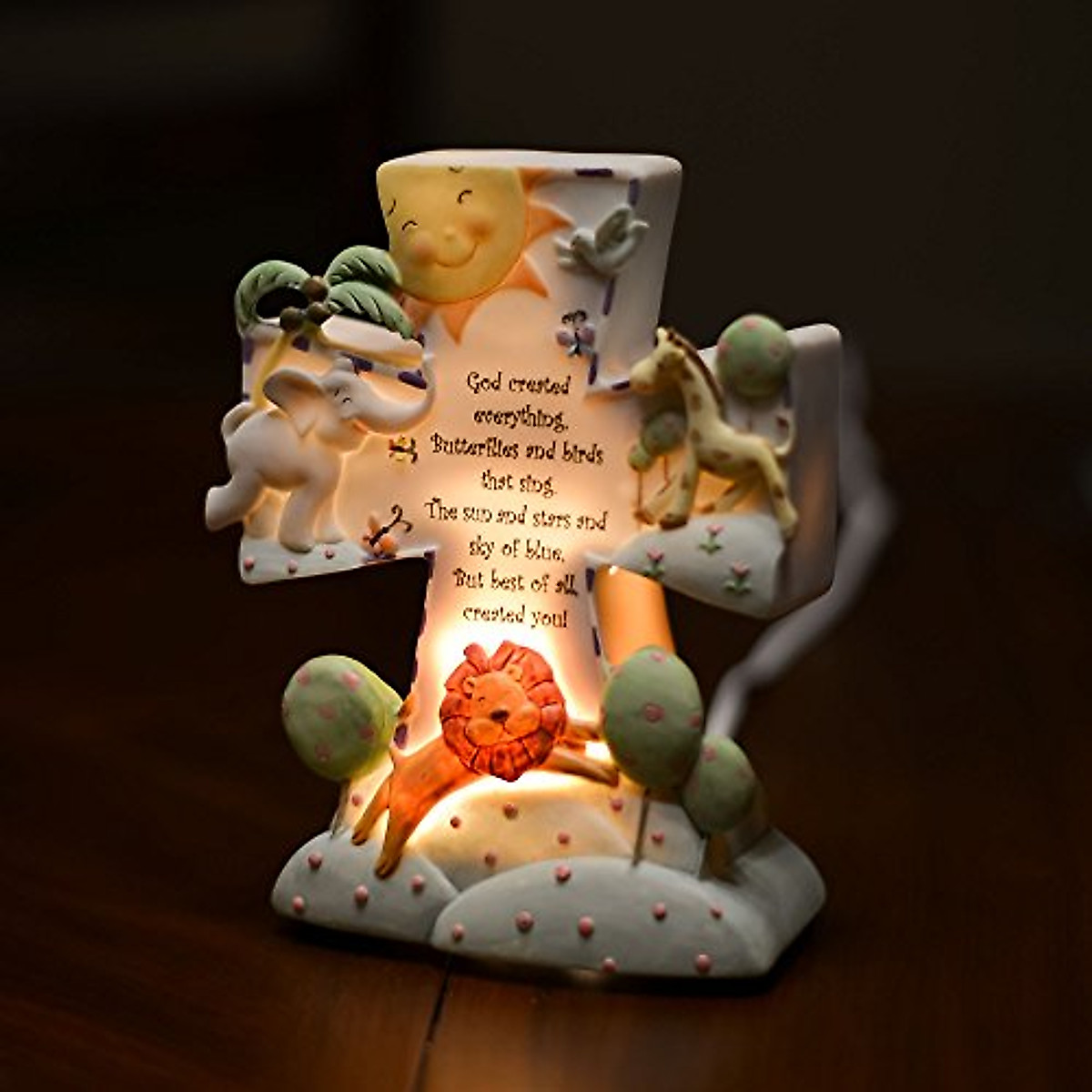 Giftware by Roman Inc, Children's Gifts, New Baby, 6.5" H Night Light GOD Created,Religious, Inspirational, Durable (6x5x2)