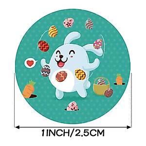 500pcs 1 Inch Easter Stickers Happy Easter Bunny Rabbit Eggs Stickers 8 Patterns Easter Theme Roll Stickers for Kids Easter Art Craft Gift Box Card Party Supplies