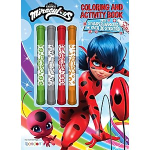 Bendon Miraculous: Tales of Ladybug and Cat Noir 48 Page Coloring Book with Stamper Markers 52562