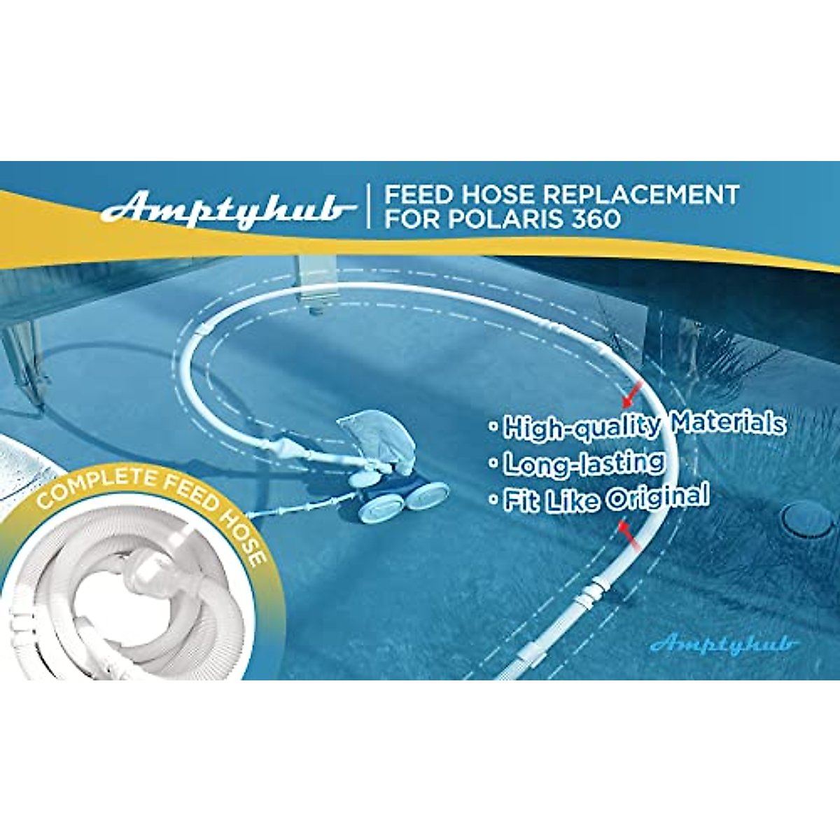 Amptyhub 9-100-3100 Feed Hose Complete with Back-Up Valve and Universal Wall Fitting Replacement for Polaris 360 (Not Compatible with Polaris 280 380）)