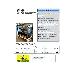Bakery Display Cooler Case Counter top Desktop vertical Commercial refrigerator Pastry Deli 60" Glass NSF ETL UL-ST550A