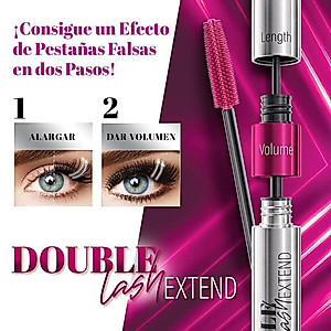 FARMASI Double Lash Extend Mascara, Eyelash Lengthening Applicator, Natural Lengthening and Thickening Effect No Clumping, Buildable, Defining, Curling, 0.41 fl. Oz / 12 ml (Black)