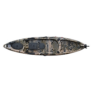 BKC UH-RA220 11.5 Foot Angler Sit On Top Fishing Kayak with Paddles and Upright Chair and Rudder System Included (Camo)