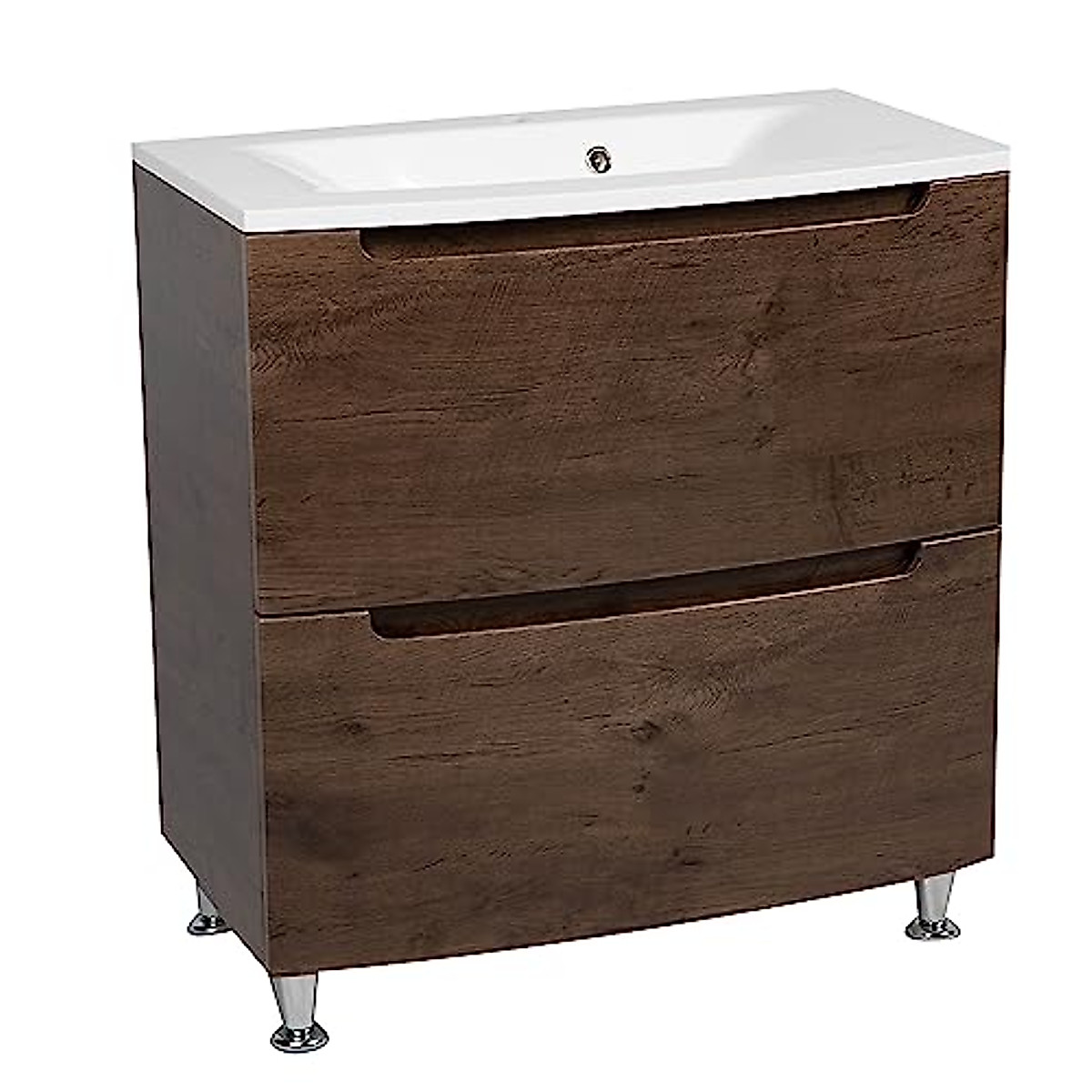 Sample of Cabinet Finish | Modern Free Standing Bathroom Vanity with Washbasin | Delux Rosewood Collection | Non-Toxic Fire-Resistant MDF-Simple Collection 24"