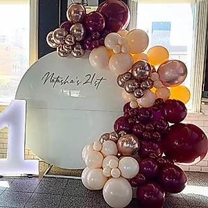 Burgundy Maroon Balloon Garland Arch Kit, 114Pcs Burgundy Gold and Cream Ivory Balloons for Birthday Valentines Day Wedding Bachelorette Bridal&Baby Shower Engagement Thanksgiving Friendsgiving Party Decoration Supplies
