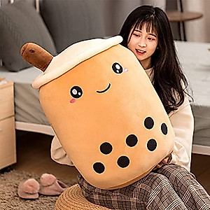 VHYHCY Cute Stuffed Boba Plush Bubble Tea Food Milk Cup Plushie Pillow , Soft Kawaii Hugging Plush Toys Gifts for Kids(Brown, 9.4 inch)