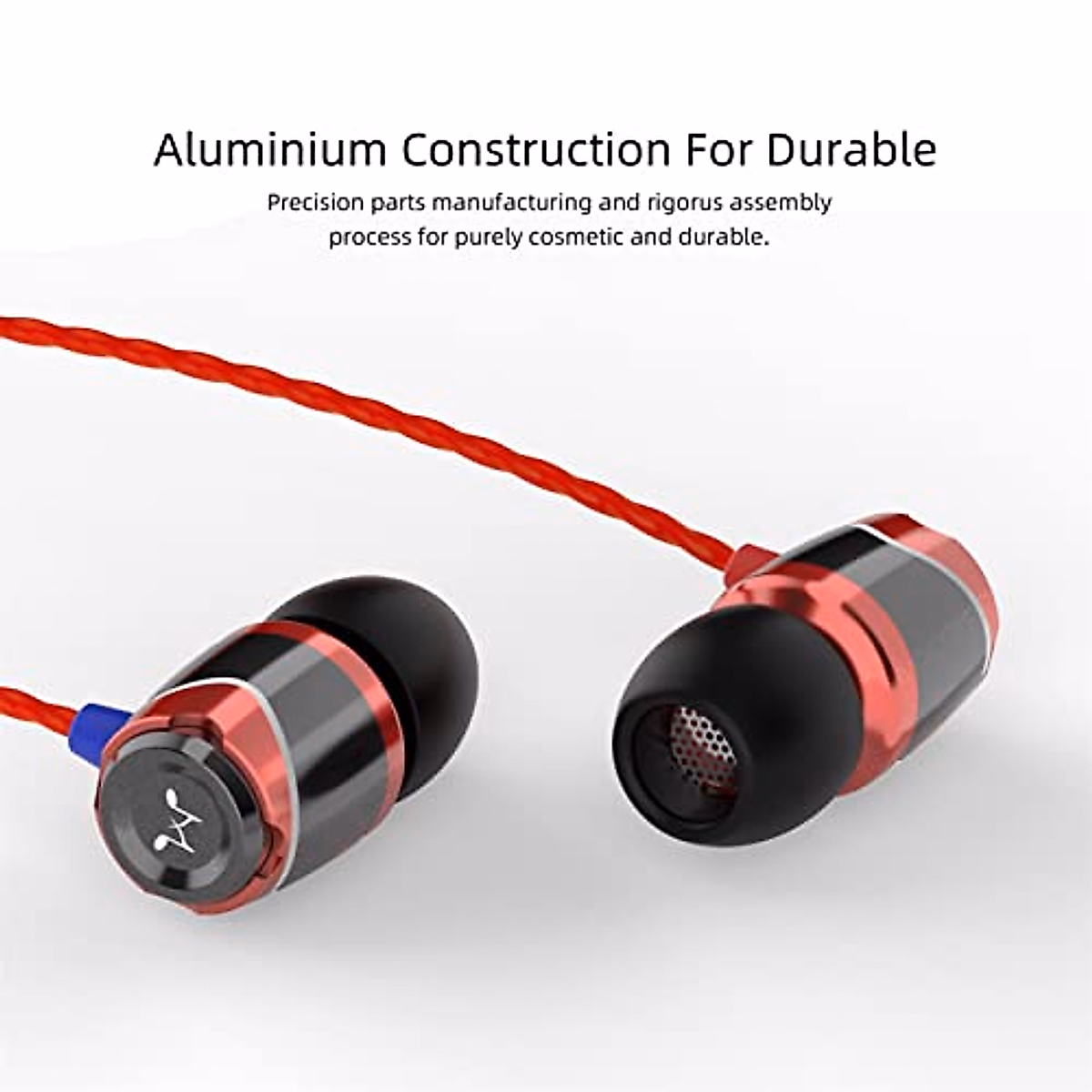 SoundMAGIC E10 Wired Earphones No Microphone HiFi Stereo Earbuds Noise Isolating in Ear Headphones Powerful Bass Tangle Free Cord Black Red