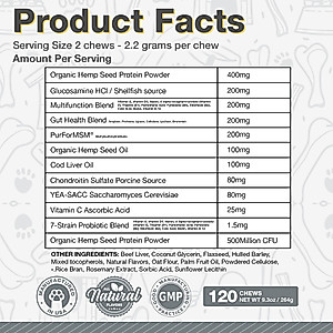 Pawlife All Natural Multivitamin Soft Chews for Dogs| Glucosamine Chondroitin for Joint Support with Probiotics for Gut & Immune Health| Mobility and Advanced Wellness Support|4-Month Supply