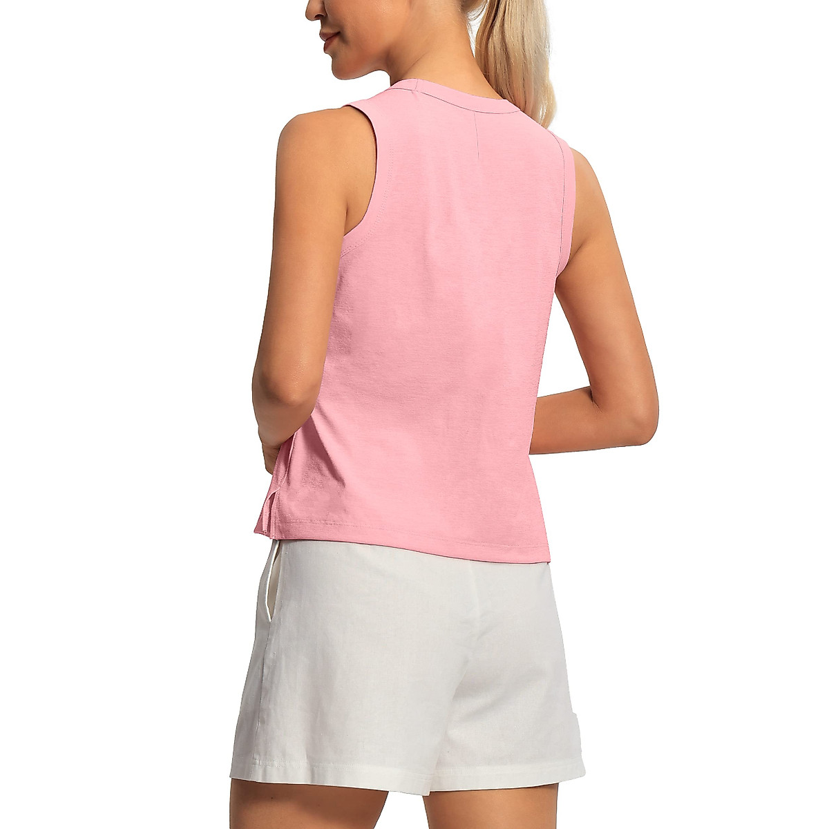 Hiverlay Workout Tank Tops for Women Sleeveless Athletic Cropped Tank Top Sports Gym Muscle Running Shirts Pink M