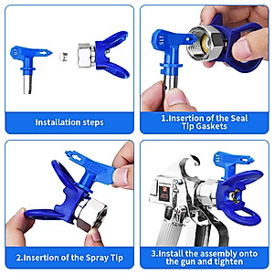 6Pcs Reversible Spray Nozzle Tips,Airless Spray Tips,Airless Spray Gun Nozzle,Tip Guard and Airless Spray Tip Organizer. (211,313,415,517,623)