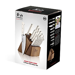 Cangshan Adams Series 1027273 German Steel Forged 15-Piece Knife Block Set, White