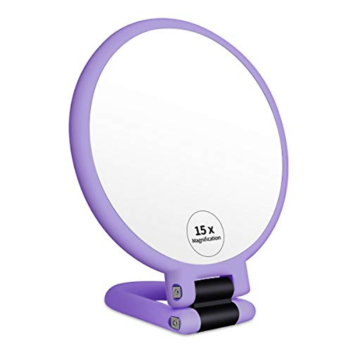FUHUIM 1x 15x Magnifying Hand Held Mirror, Double Sided Handheld Mirror with Foldable Hand, Portable Travel Mirror with Magnification for Girls Woman(Purple)