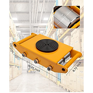 GCCSJ 8T Machinery Skate Dolly,17600lbs Machinery Moving Skate Machinery Mover Skate with 360° Rotation Cap and 6 Steel Rollers, Dolly Machinery Skate for Industrial Moving Equipment