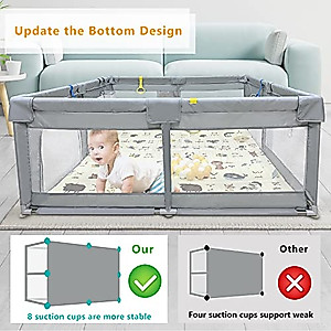 ORIEVIR Baby Playpen,71" X 59"Baby Playpen for Toddler,Baby Playard 300D Cloth,Playpen for Babies with mat,Sturdy Safety Play Yard,Baby Activity Center,Babys Fence Play Area with 30 PCS Ocean Balls