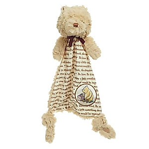 Disney Baby Classic Winnie The Pooh Lovey Security Blanket, Soft Huggable Pooh Plush Lovey Toy for Baby and Infant Boys and Girls, Encouraging Words Printed on Blanket