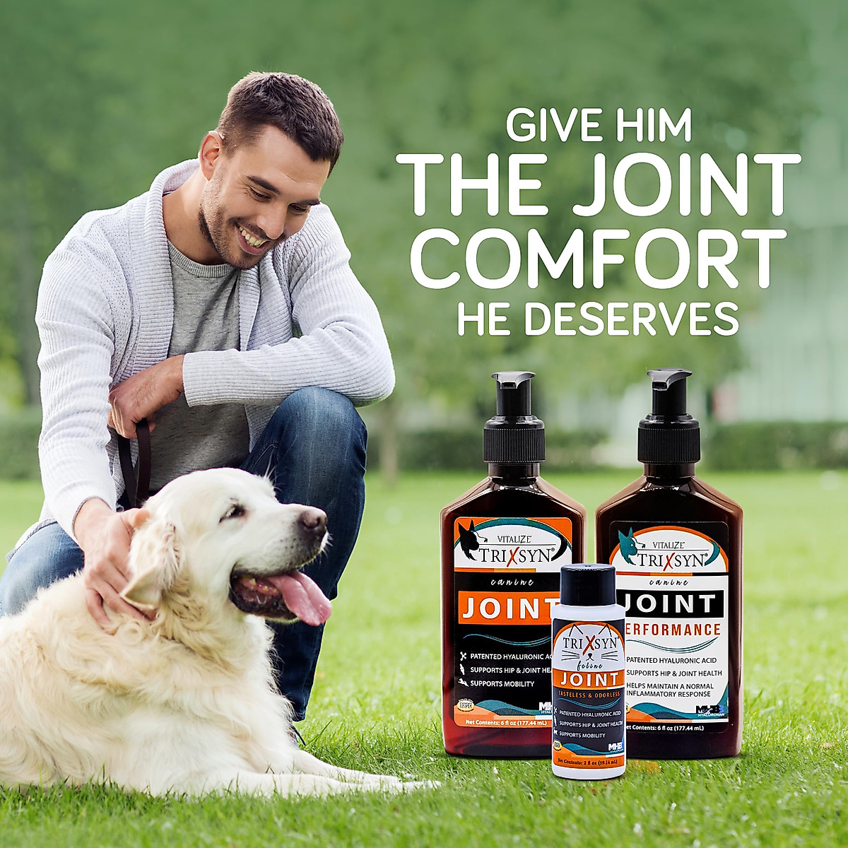 TRIXSYN Canine - All Natural Hip and Joint Care for Dogs- Enhance Joint Mobility and Cartilage Function - Live Healthier and Happier- Patented MHB3 Hylauronan Liquid Formula