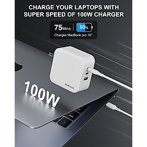 Nekteck GaN Charger 100W USB C Charger 3-Ports with PD.3 and QC.3, Compact Fast Foldable Wall Charger for iPhone 15 Series, MacBook Pro/Air, Google PixelBook, ThinkPad, Galaxy S22/S20 and More