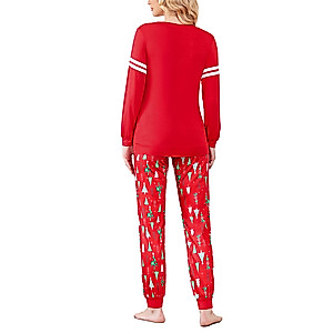 Ekouaer Women's Nursing Pjs Long Sleeve Maternity Pajamas Set X-Mas Pregnancy Breastfeeding Sleepwear Loungewear Christmas Red S