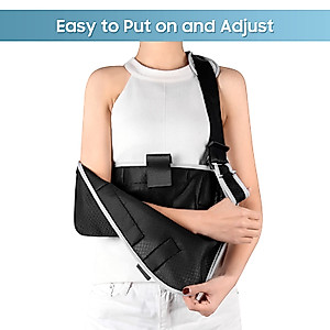 Arm Sling Shoulder Immobilizer with Back Belt, Breathable Lightweight Shoulder Sling Airflow Mesh Fabric Rotator Cuff Sling, Broken Arm Bandage for Shoulder Arm Injury Recovery