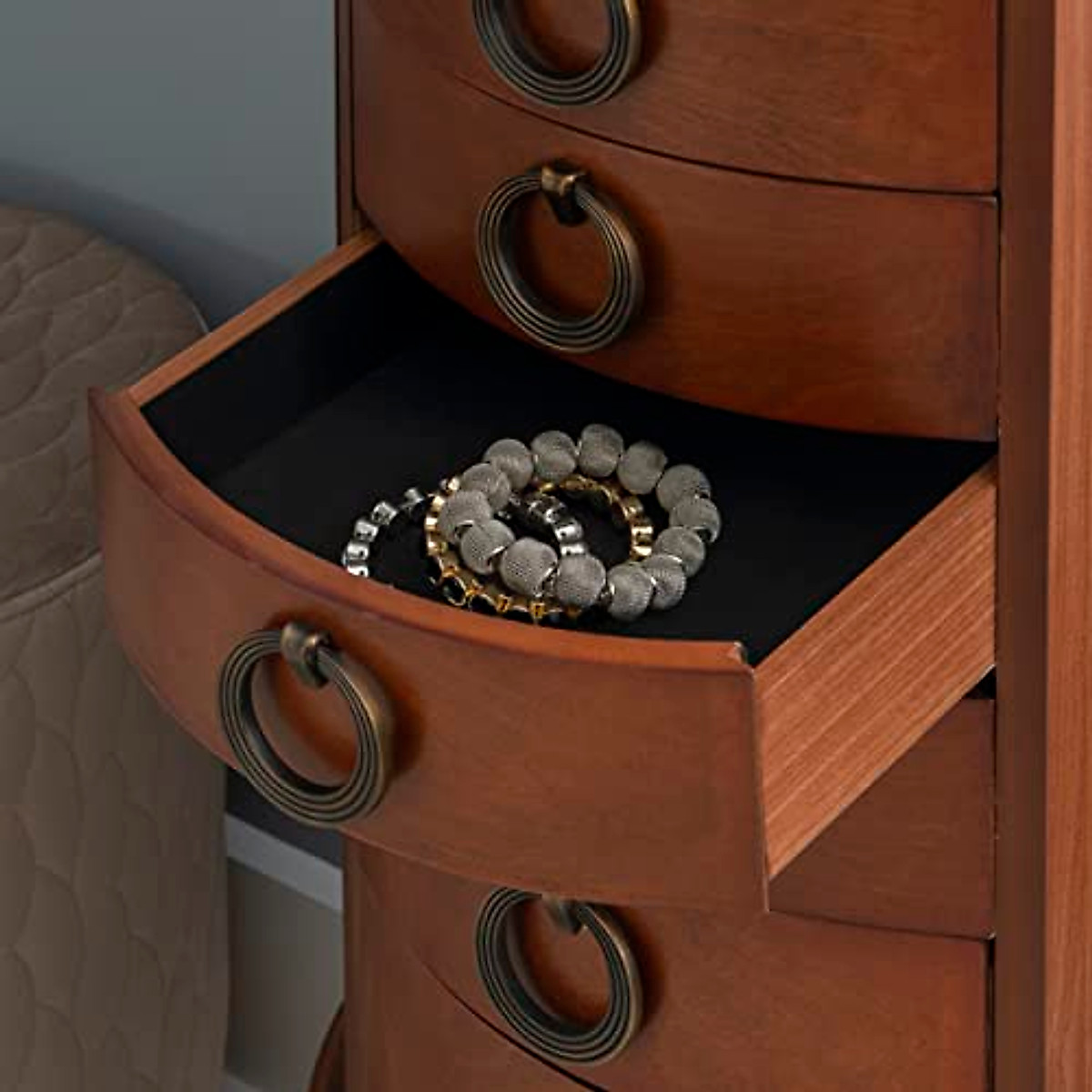 Powell Woodland Cherry Jewelry Armoire, 17"L x 13"W x 39"H