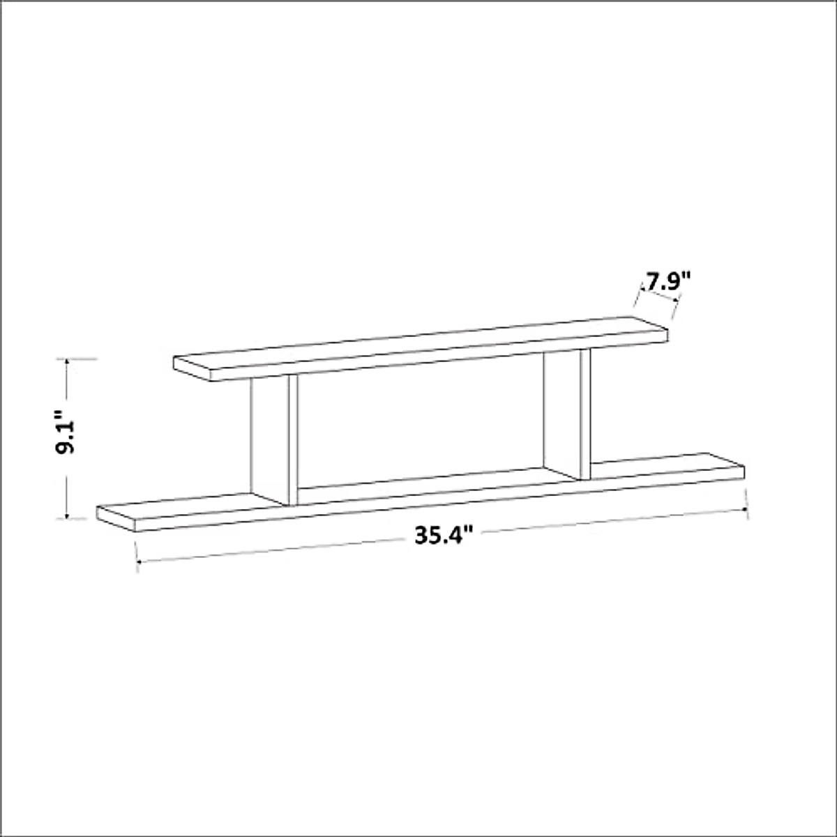 Atlantic Floating Wall Shelf, Wall Mounted Shelf, Floating Modern Shelf, Wall Storage, Modern Shelving (White)