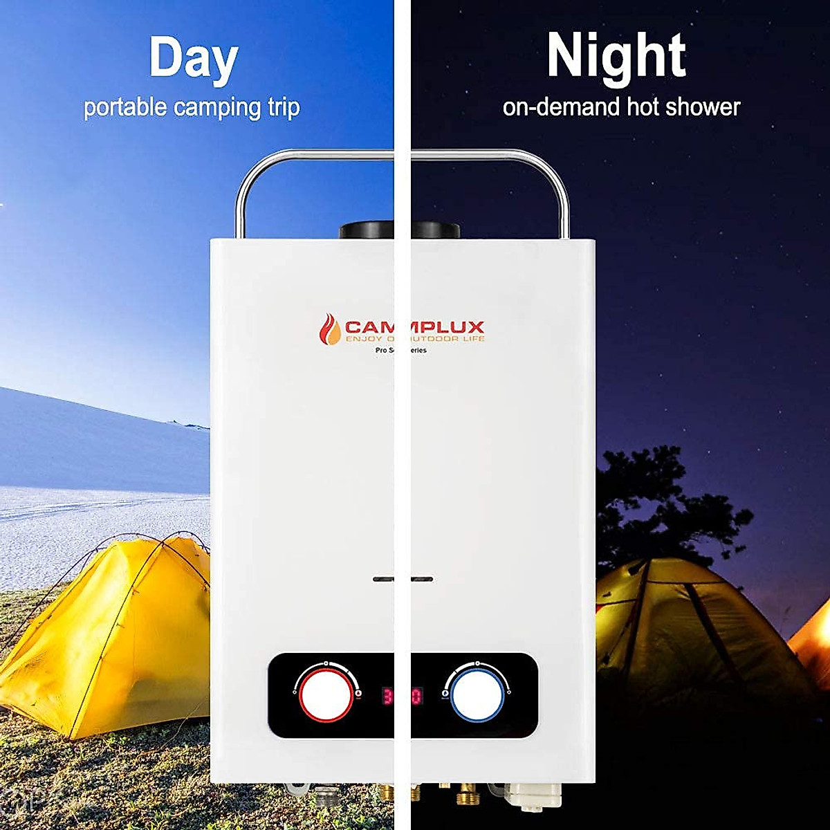 Camplux Pro 1.58 GPM Tankless Propane Water Heater, Outdoor Propane Gas Water Heater with 65 PSI High Pressure Caravan Boat Gas Hot Water System
