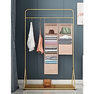 COSIFO 8-Shelf Hanging and Storage with 2 Drawers, 3-Shelf and 5-Shelf Separable Closet Organizers and Storage, Pink Collapsible Hanging Closet Shelves, Baby Nursery Storage Closet Organizer