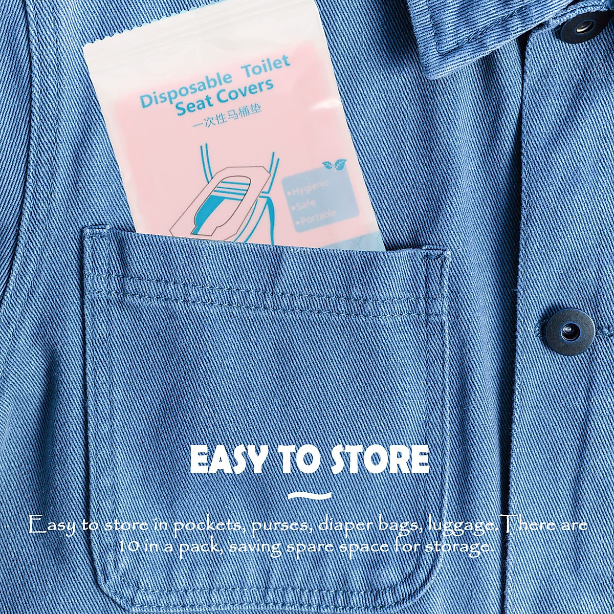 GLEAVI Disposable Toilet Seats Covers: 50pcs Portable Thick WC Pad Toilet Mat for Baby Pregnant Mom Kids Potty Training Airplane Road Trips Camping Public Restrooms Pink