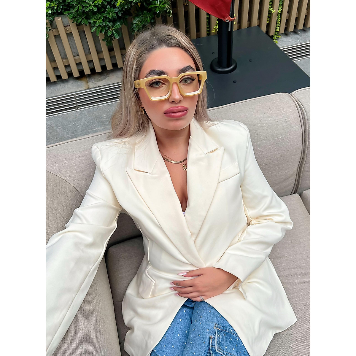 VISOONE Blue Light Blocking Glasses with TR97 Rectangle Frame and Chic Preppy Look for Women Men RIVER