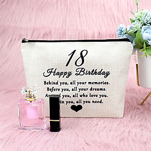 18th Birthday Gifts for Girls Daughter 18 Year Old Birthday Gift Makeup Bag for Women Best Friend Cosmetic Bag Happy 18th Birthday Gift for Adult Sister Bestie Niece 18th Bday Gift Zipper Travel Pouch