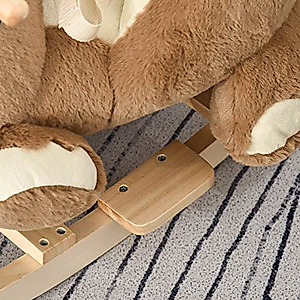 Qaba Kids Ride-On Rocking Horse Toy Bear Style Rocker with Fun Music & Soft Plush Fabric for Children 18-36 Months