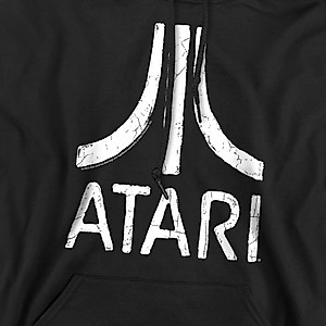 Popfunk Atari Video Game Console Retro Logo Pullover Hoodie Sweatshirt & Stickers, Black (XX-Large)