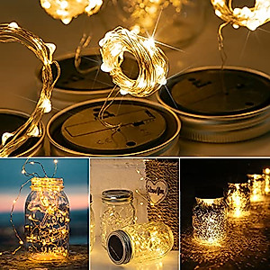 Solar Mason Jar Lights Lids, 30 LED Solar Fairy Lights for Mason Jars, Outdoor Hanging Mason Jar Lights for Garden Patio Porch Lawn Decor, Warm White (Solar Jar Lid Lights - 8 PCS)