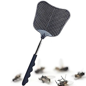 Telescopic Fly Swatters,Heavy Duty Plastic Fly Swatter,Telescopic Fly Swatters Indoor Mosquito,Flyswatter with Stainless Steel Handle for Outdoor Rustic Bug Swatter Flies,Mosquitoes and Bees